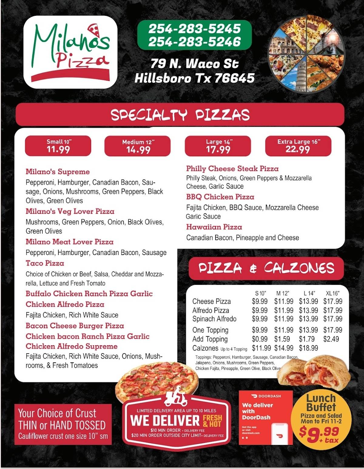 Menu at Milano's Pizza Hillsboro pizzeria, Hillsboro