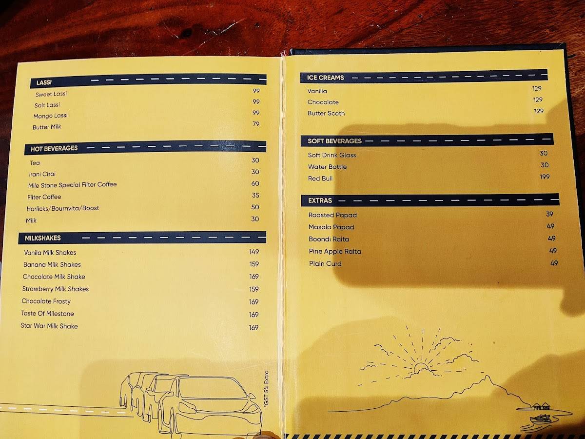 Menu at Milestone, Sangareddy