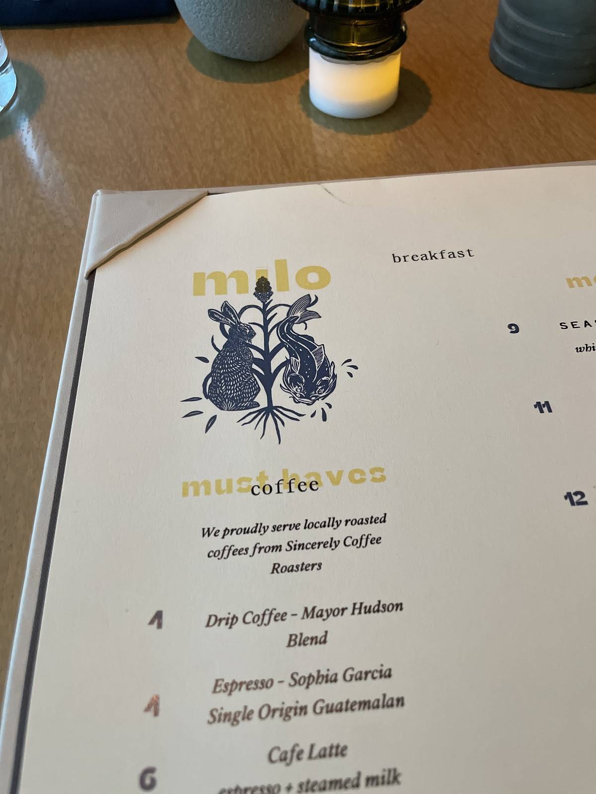 Carta del pub y bar Milo, Oklahoma City