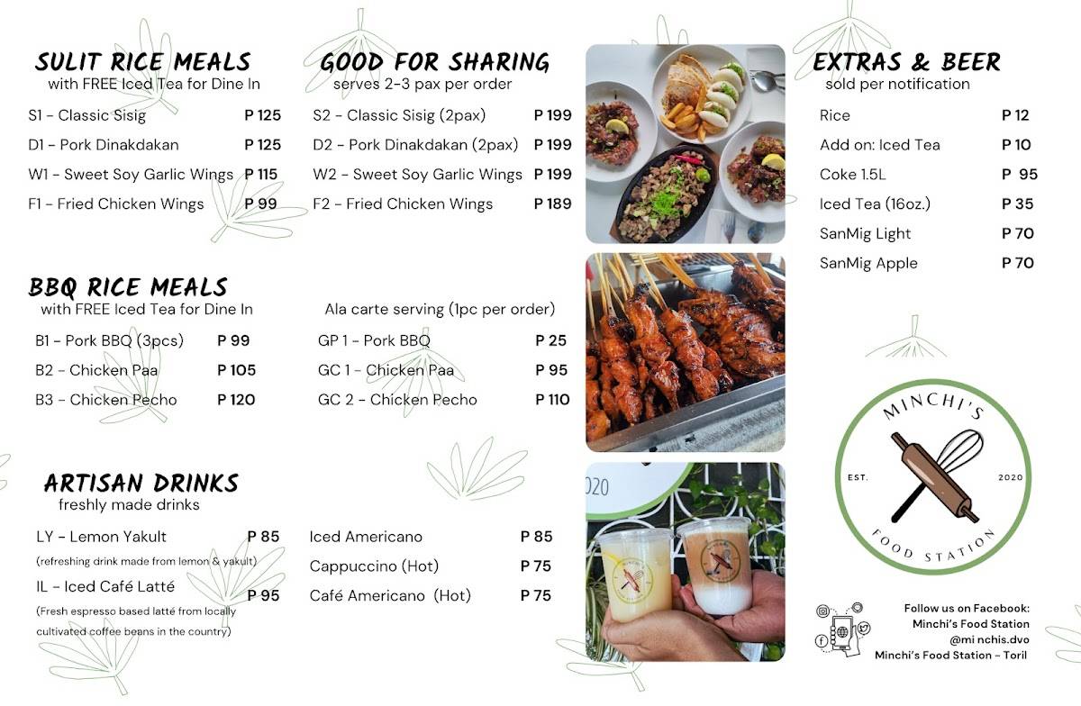 Carta del restaurante Minchi’s Food Station - Toril, Dávao