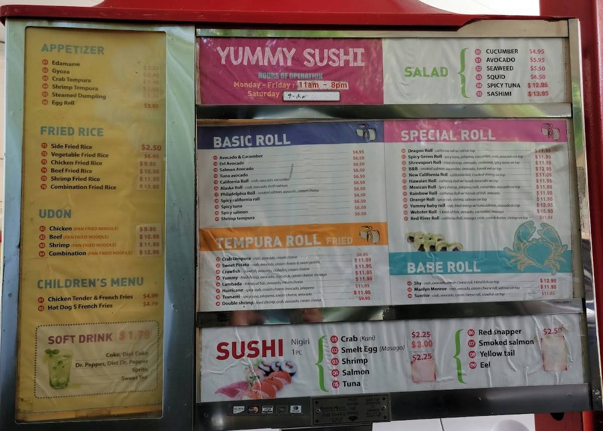 Menu at Yummy Sushi restaurant, Minden