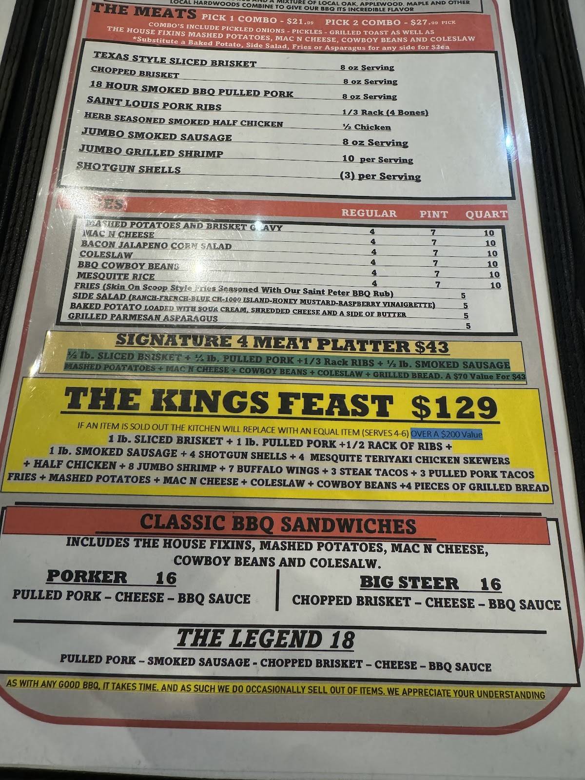 Menu at Minnesota Wing King pub & bar, Saint Peter
