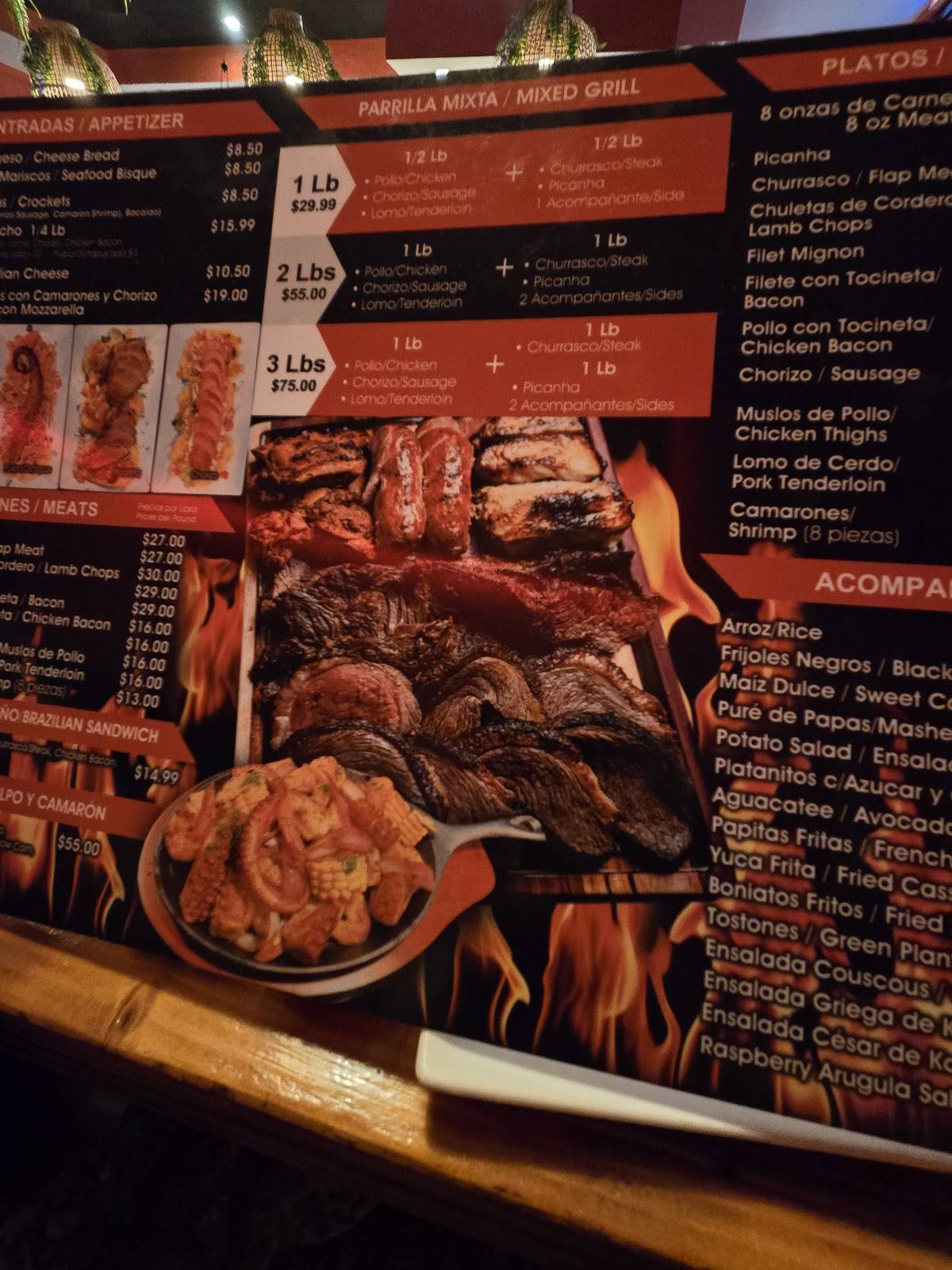 Menu at El Churrascaso Grill - Miramar steakhouse, Miramar