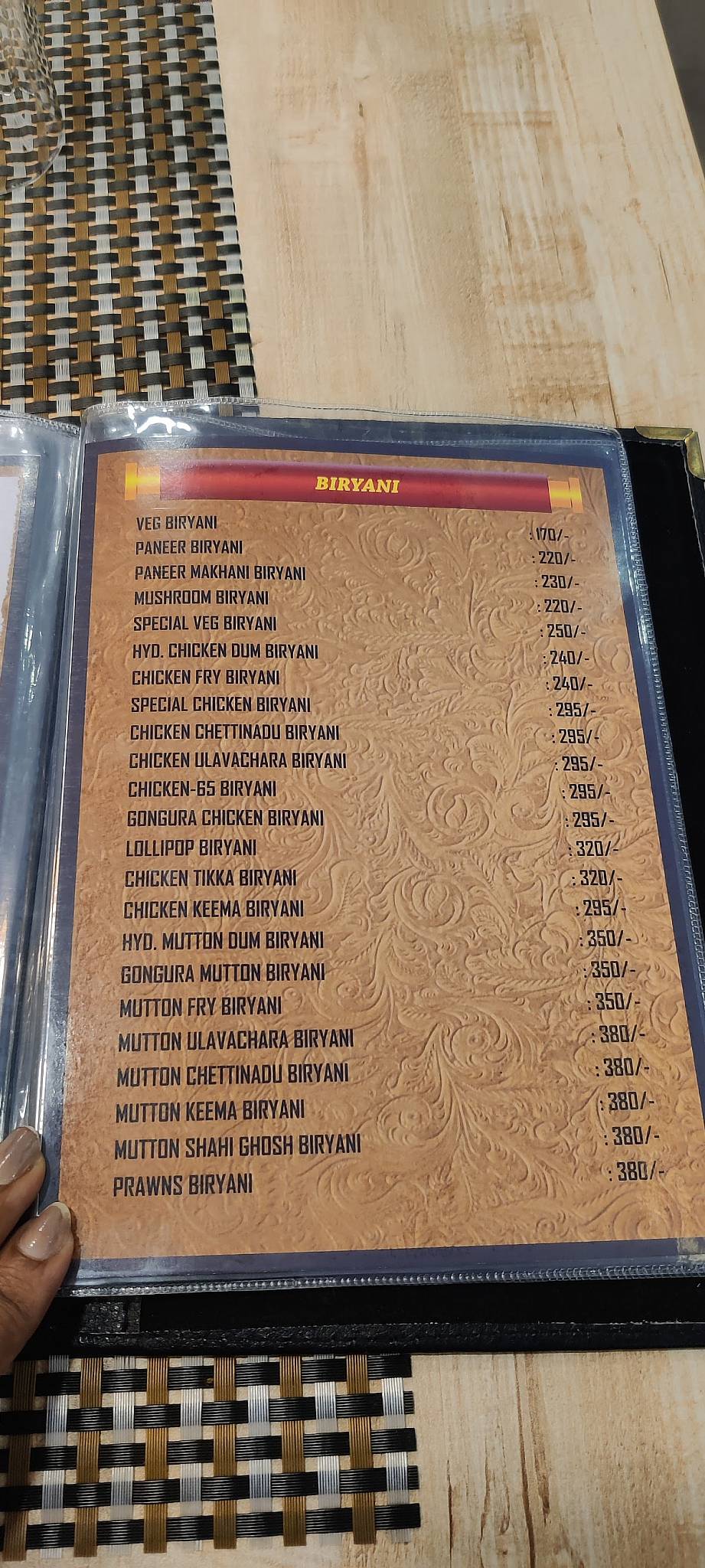 Menu at Mirchi Maharaj, Bengaluru, 17th Cross Rd