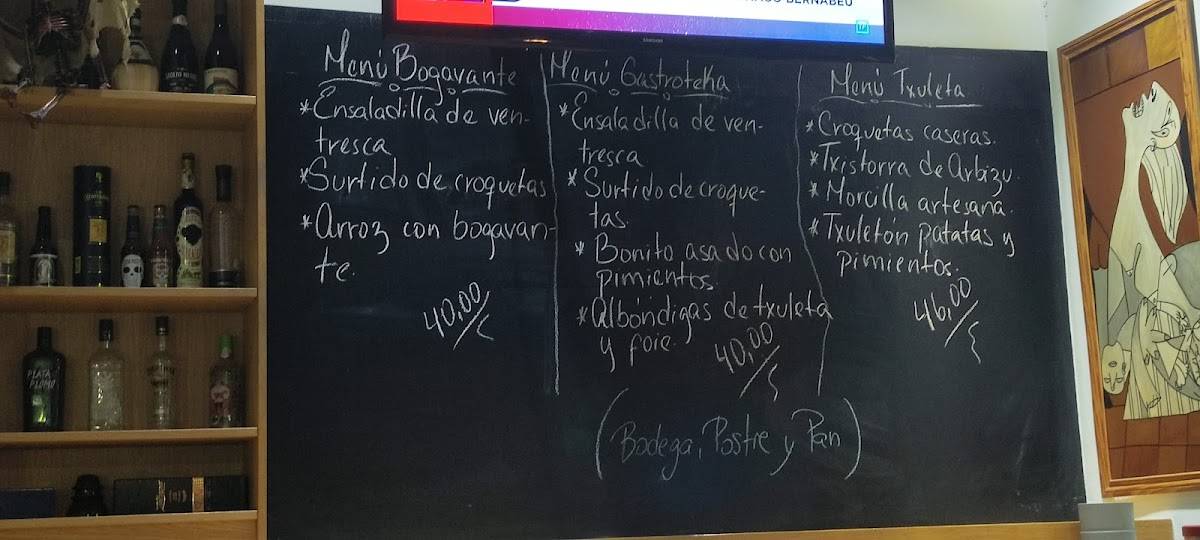 Carta del restaurante Miribillako Batzokia, Bilbao