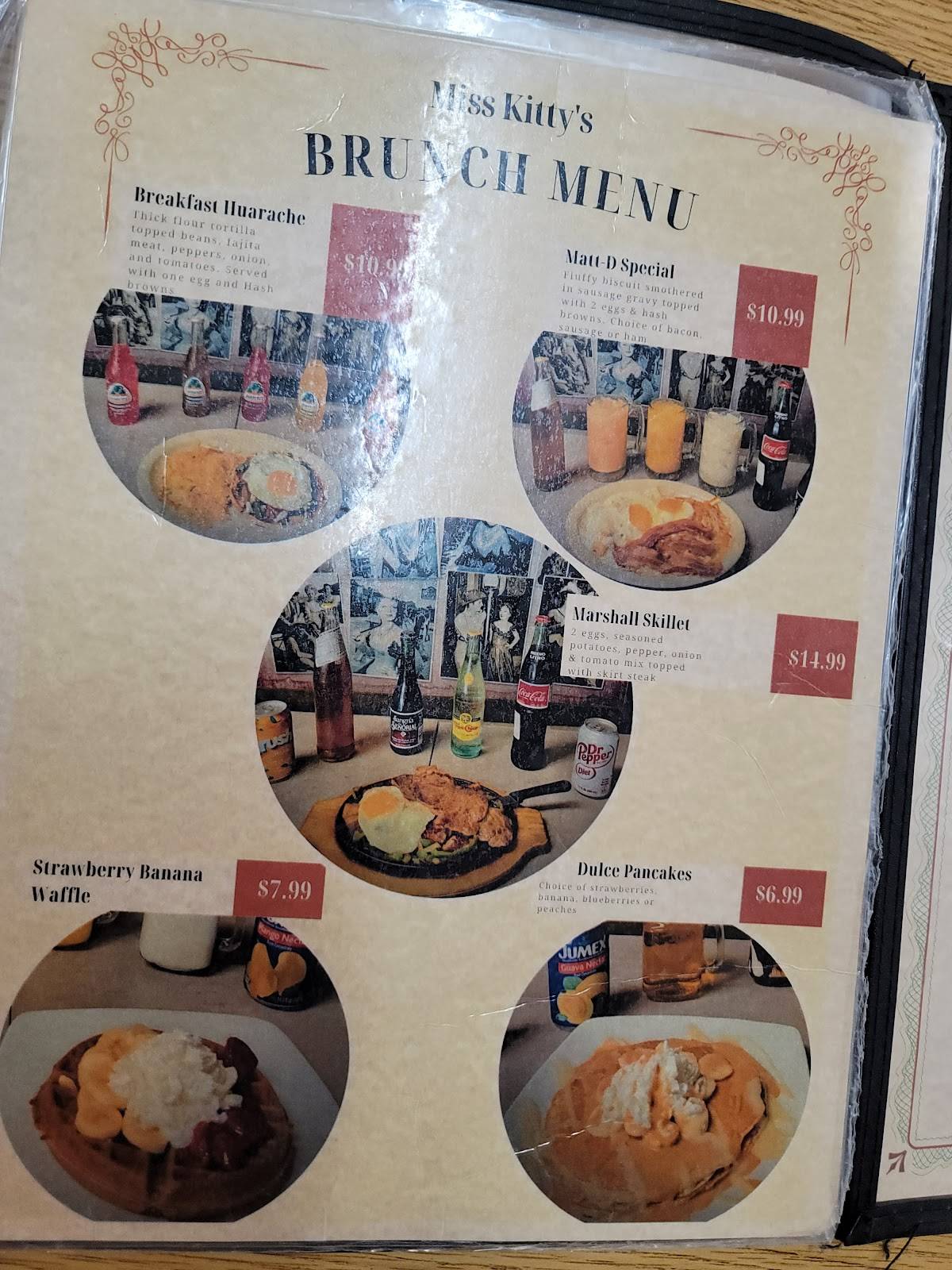 Menu at Miss Kitty's Cafe, Dodge City
