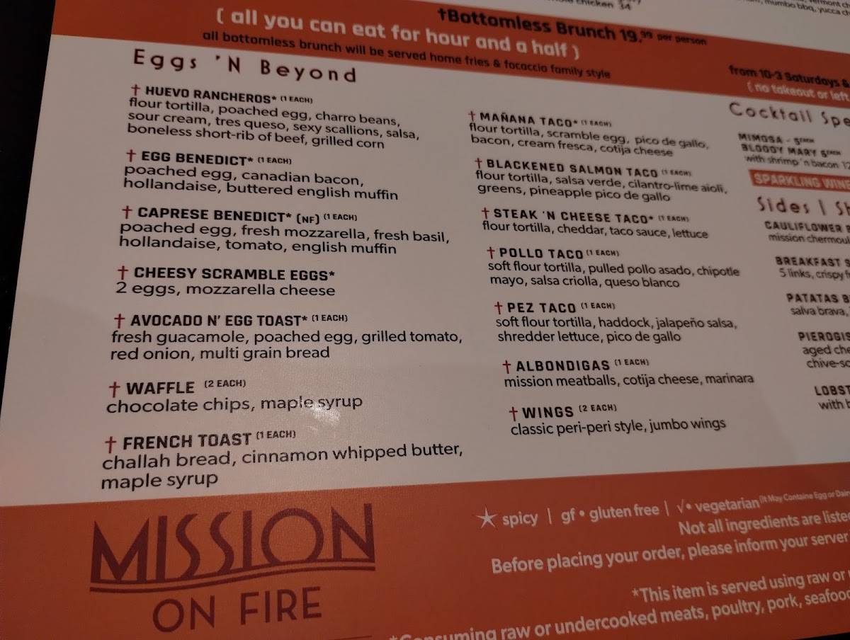 Menu at Mission On Fire - West Roxbury restaurant, Boston