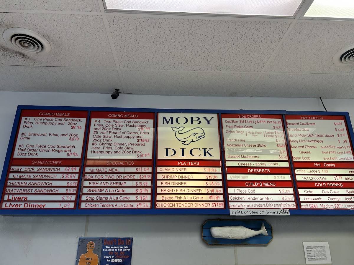 Menu at Moby Dick Seafood Restaurant, Louisville, S 3rd St