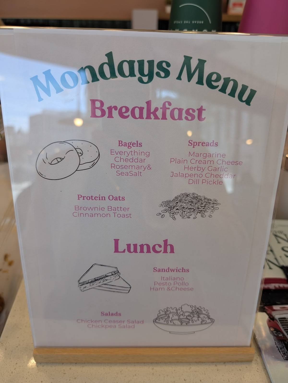 Menu at Mondays Cafe, Winnipeg
