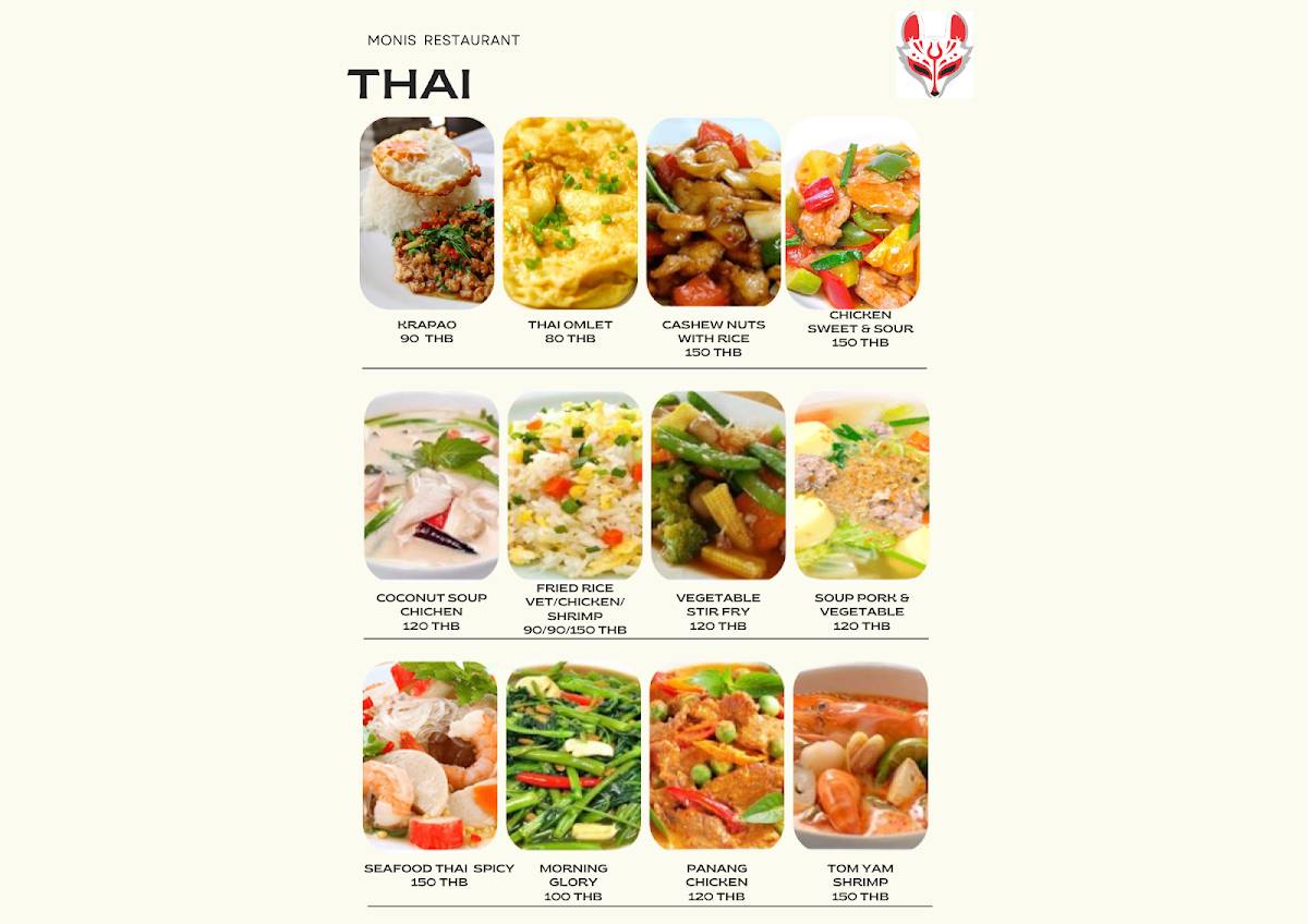 Carta del restaurante Monis Food & Drink, Pattaya
