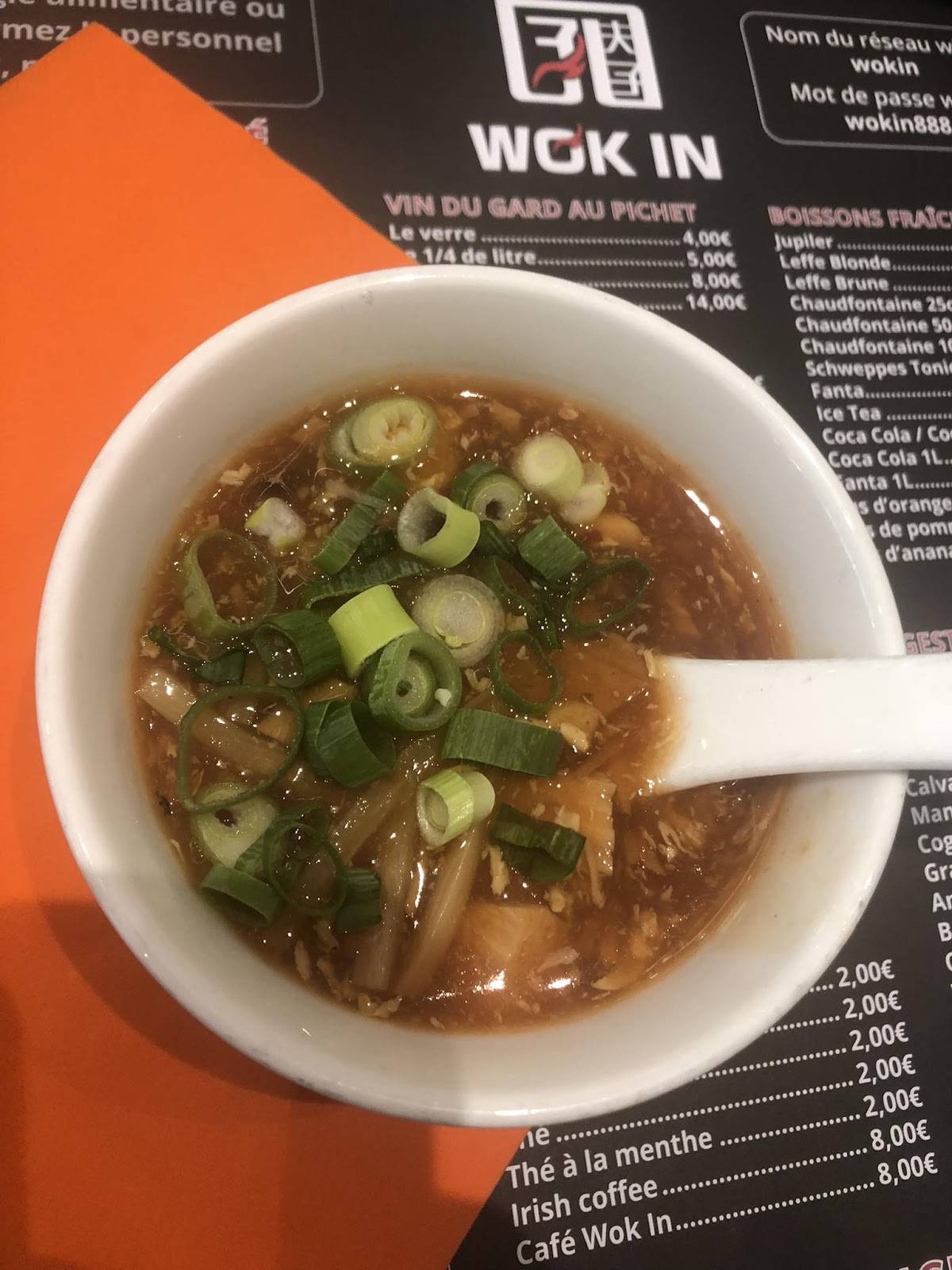 Menu au WOK IN, Mons