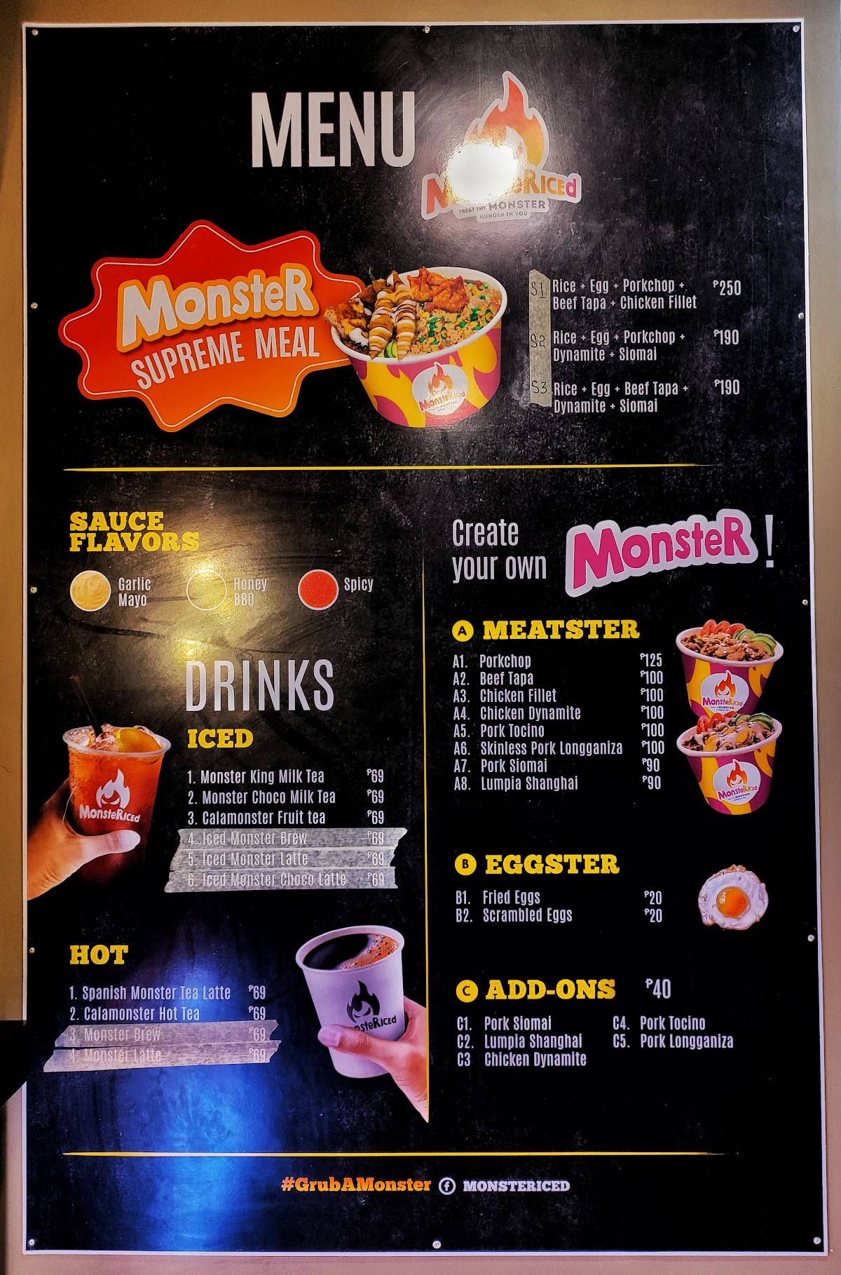 Menu at MonsteRiced Dipolog restaurant, Dipolog City