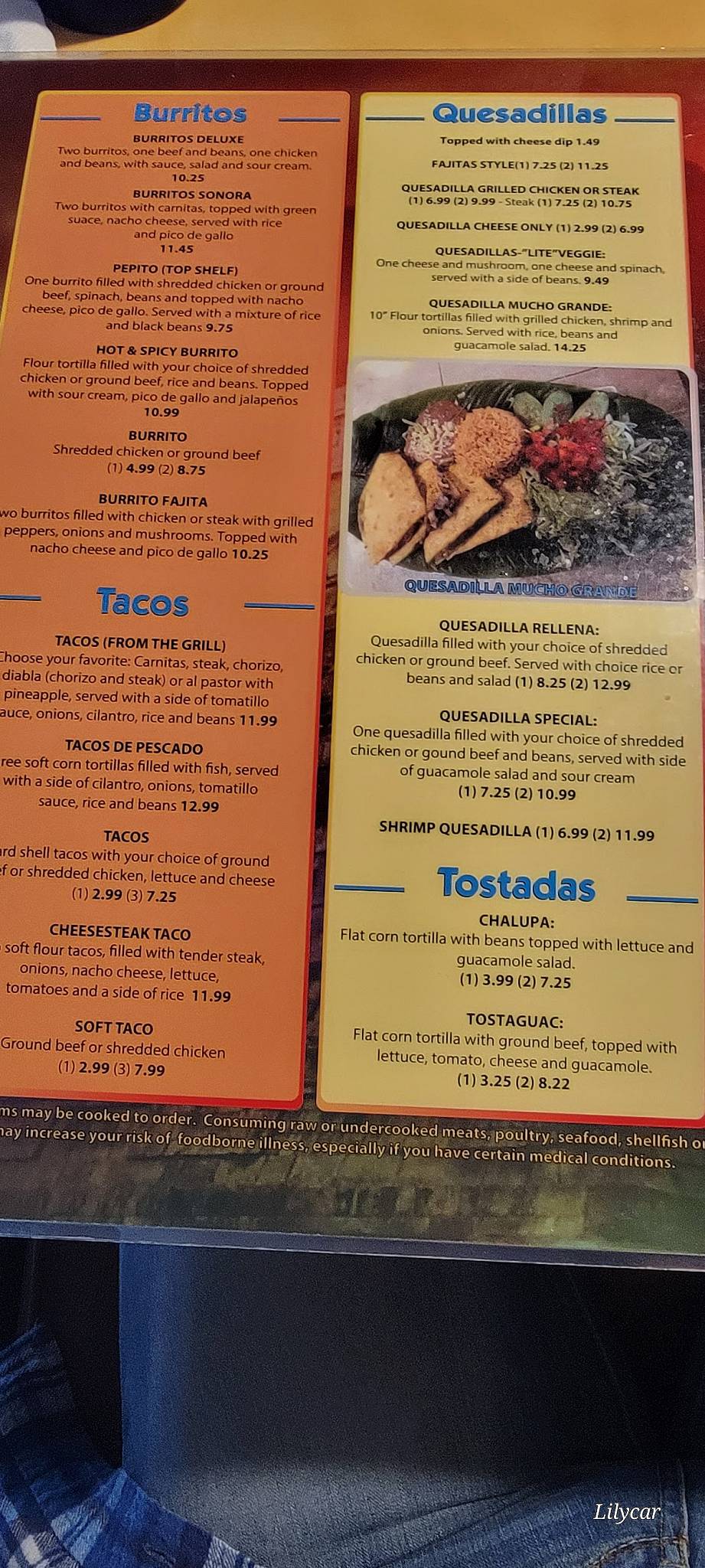 Menu at Monte Alban restaurant, Blairsville
