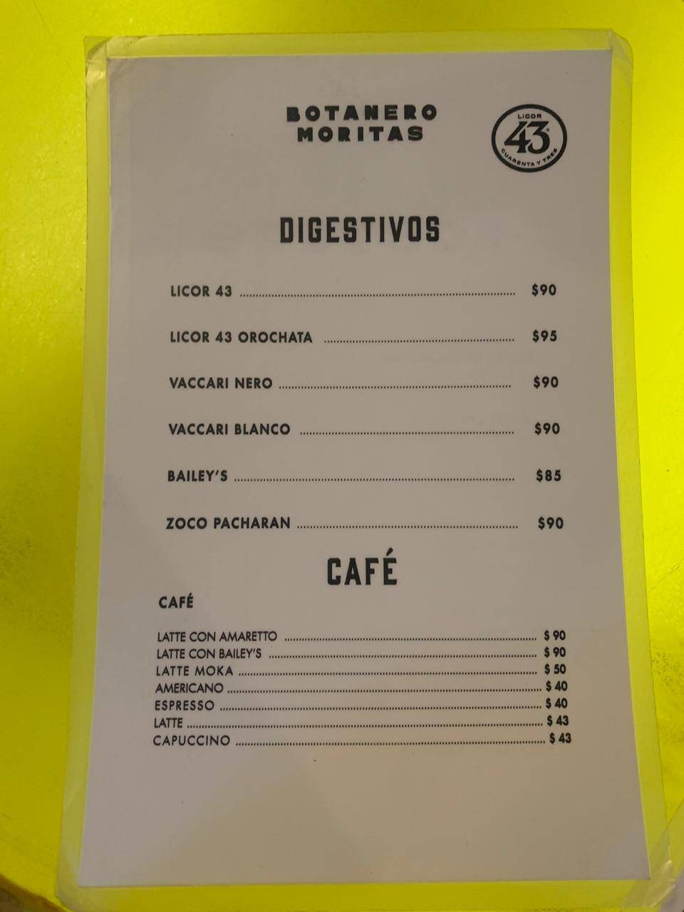 Menu at Botanero Moritas Insurgentes pub & bar, Monterrey, Av ...