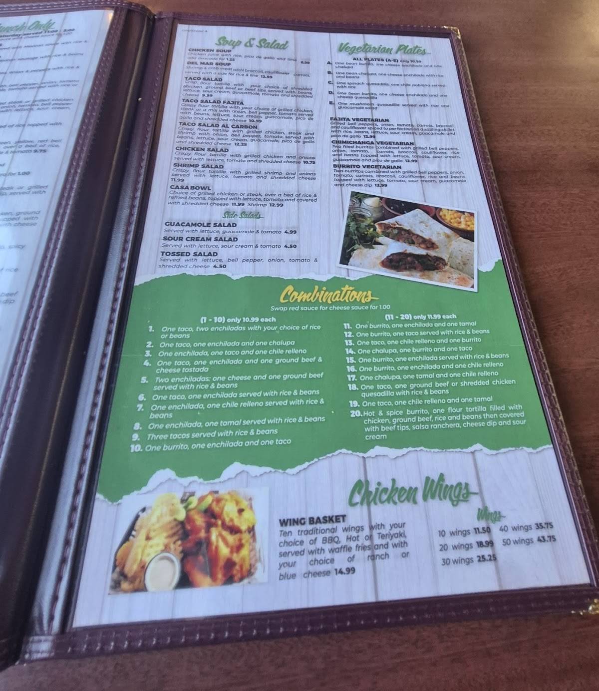 Menu at Casa Real Mexican Restaurant, Monticello