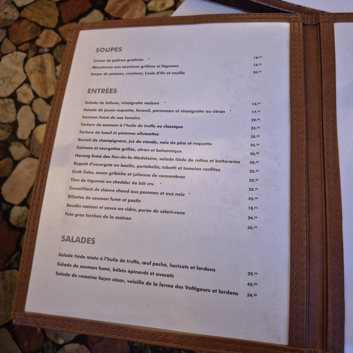 Menu at Leméac restaurant, Montréal, Av. Laurier O