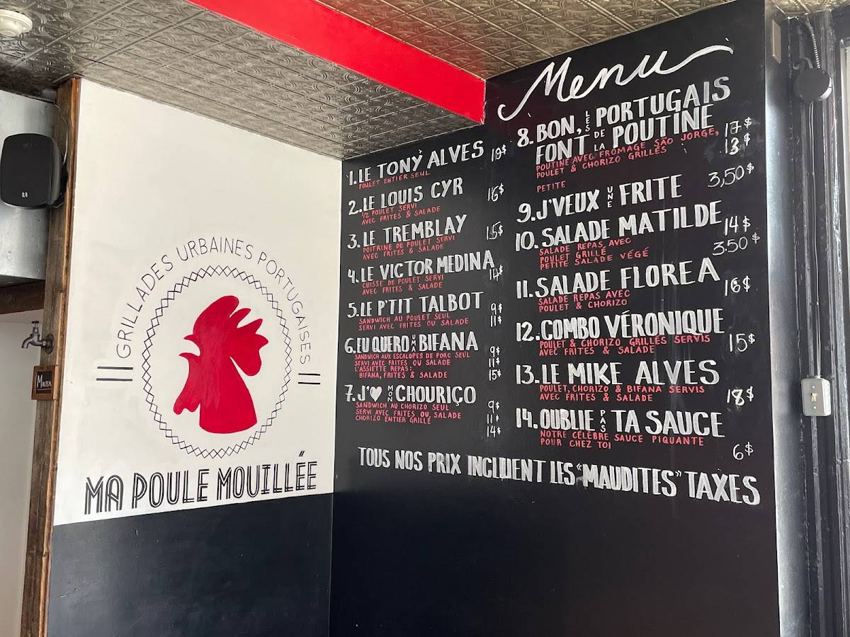 Menu au Ma Poule Mouillée restaurant, Montréal, 969 Rachel St E