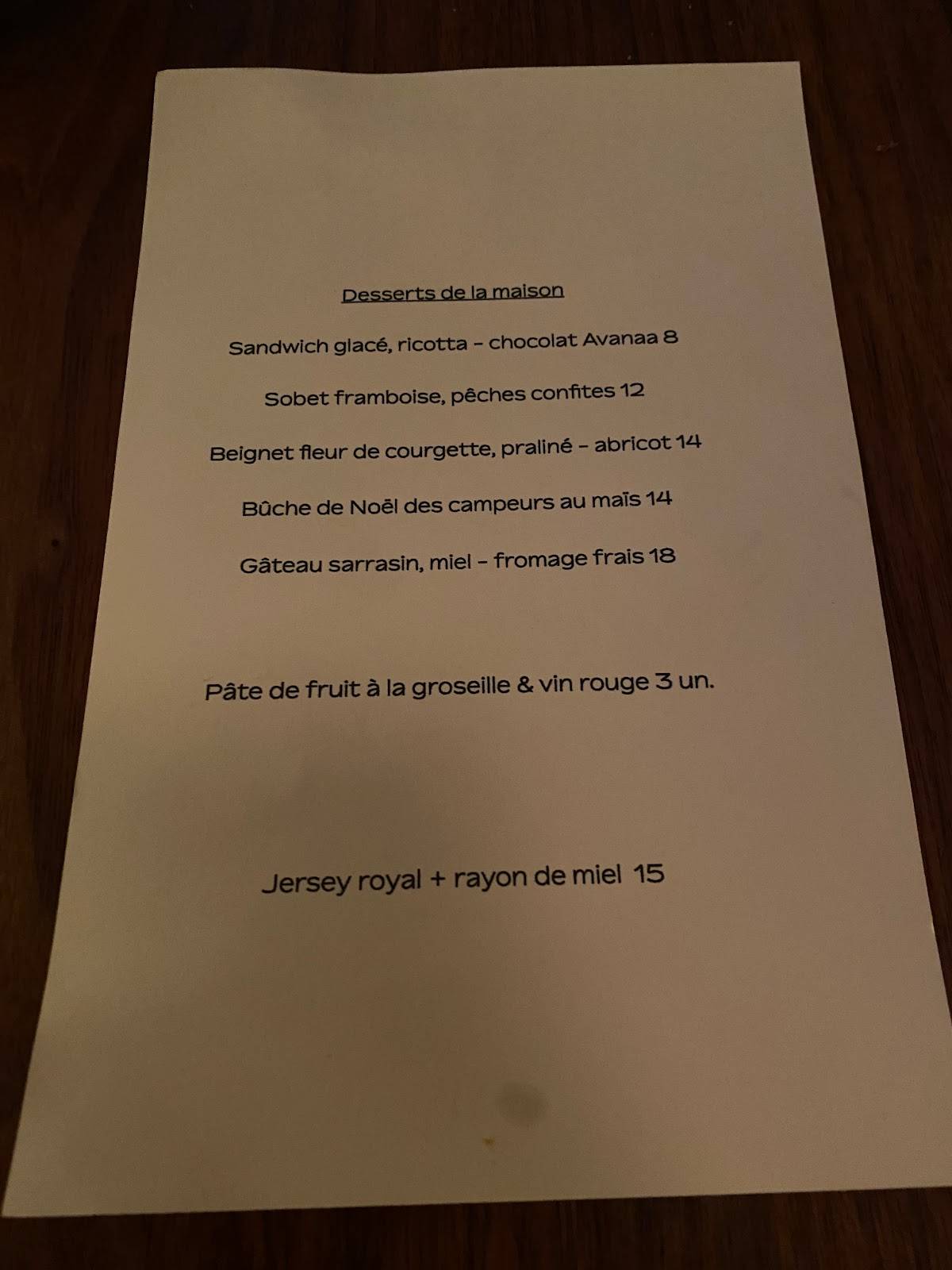 Menu au Mon Lapin pub et bar, Montréal