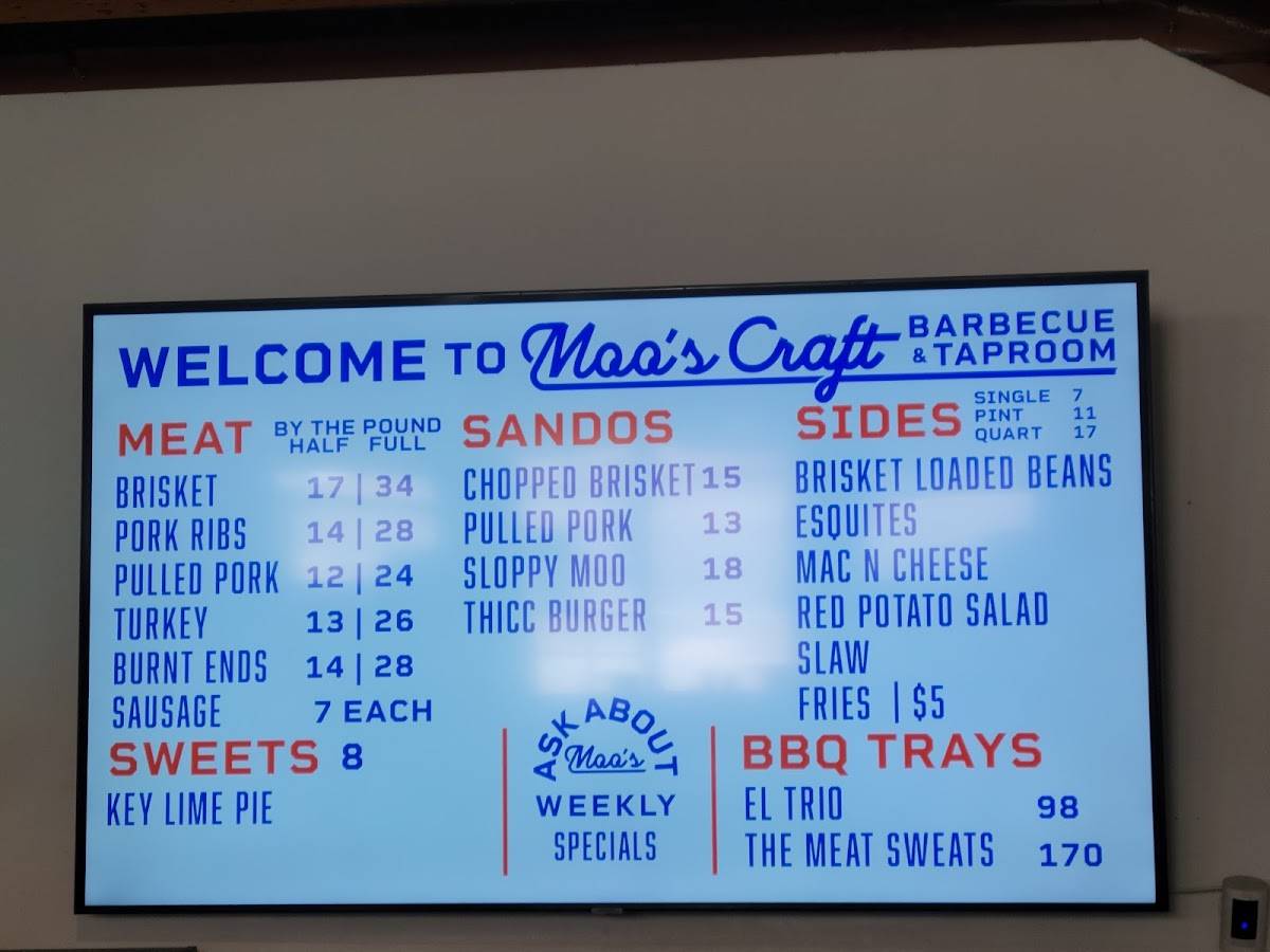 Menu at Moo's Craft Barbecue, Los Angeles, N Broadway