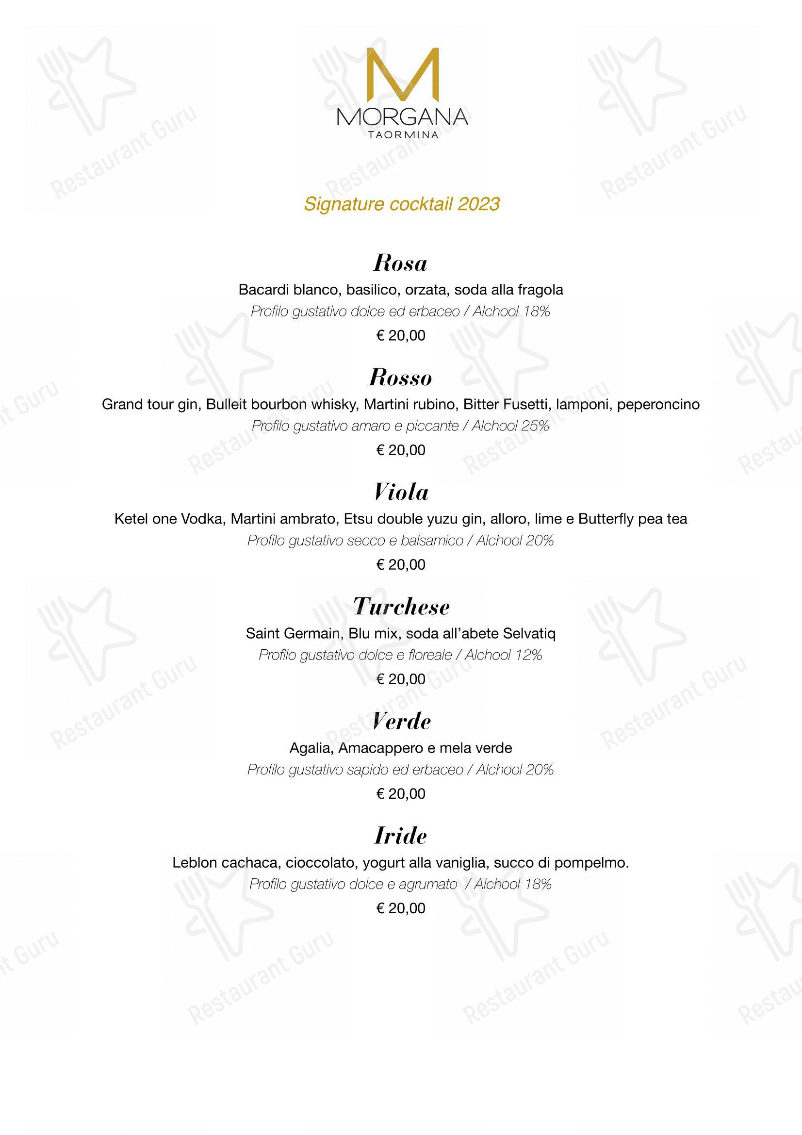 Menu au Morgana Lounge Bar, Taormine