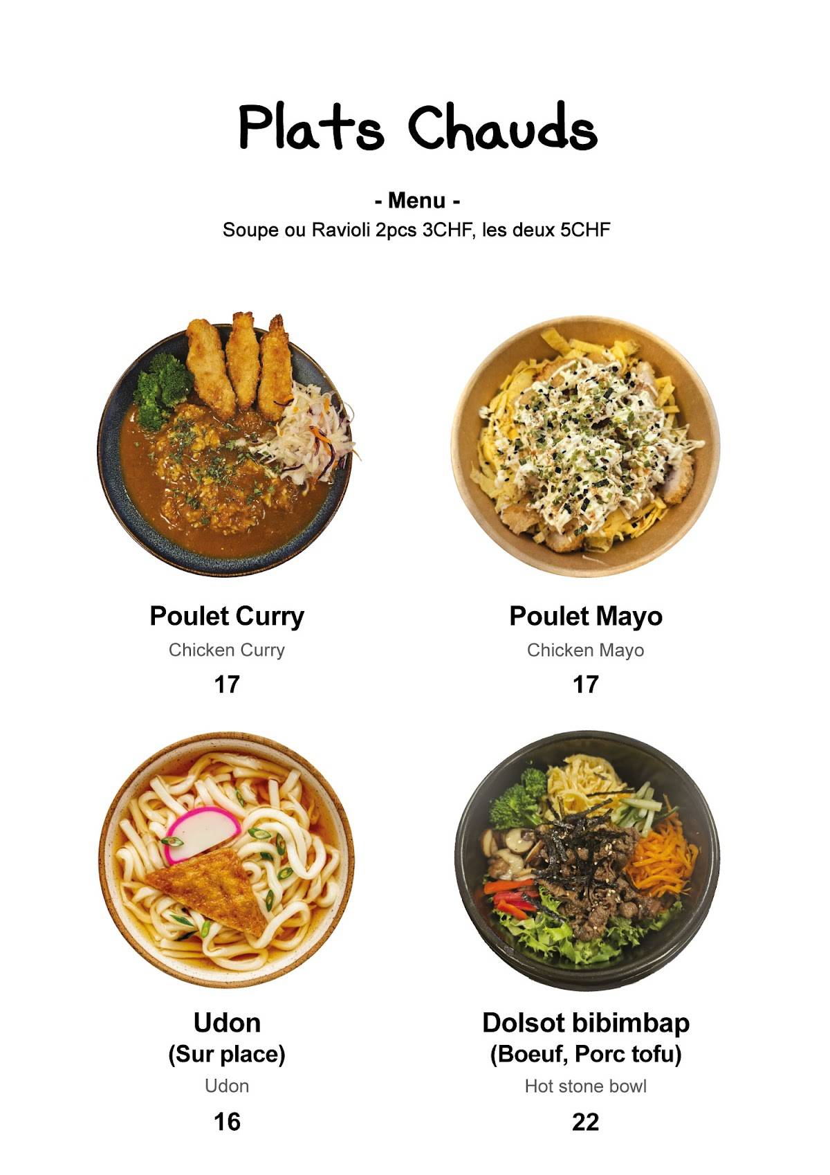 Menu at Kimbap 한국 김밥집, Morges