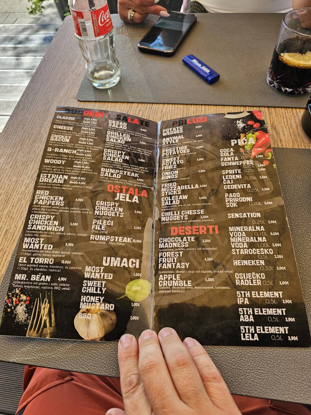 Menu at Most Wanted, Daruvar
