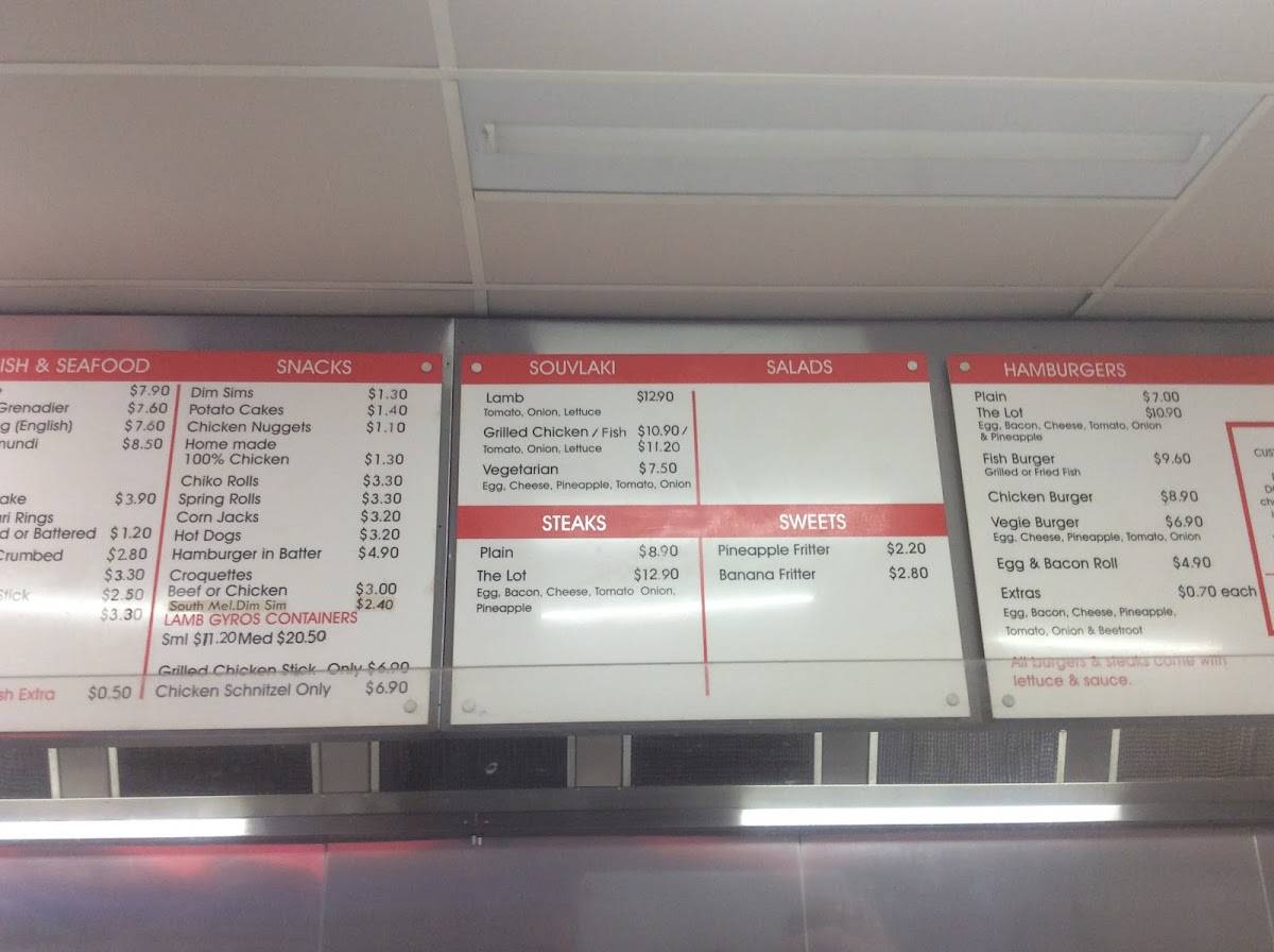 Menu at Fish Palace Mount Evelyn fast food, Mount Evelyn