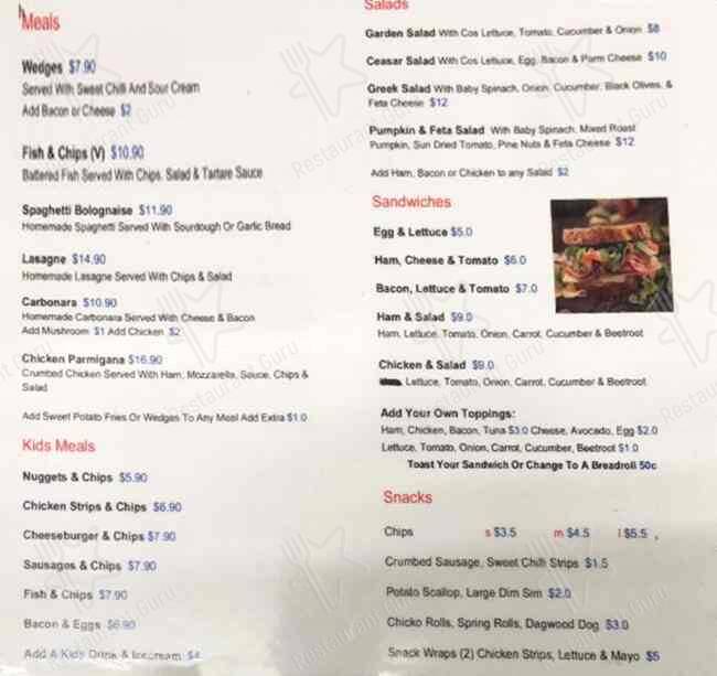 Menu at Mountain Blends cafe, Zillmere