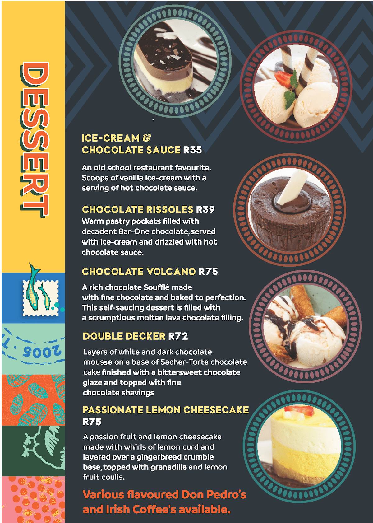 Menu at Mozambik V & A Waterfront restaurant, Cape Town