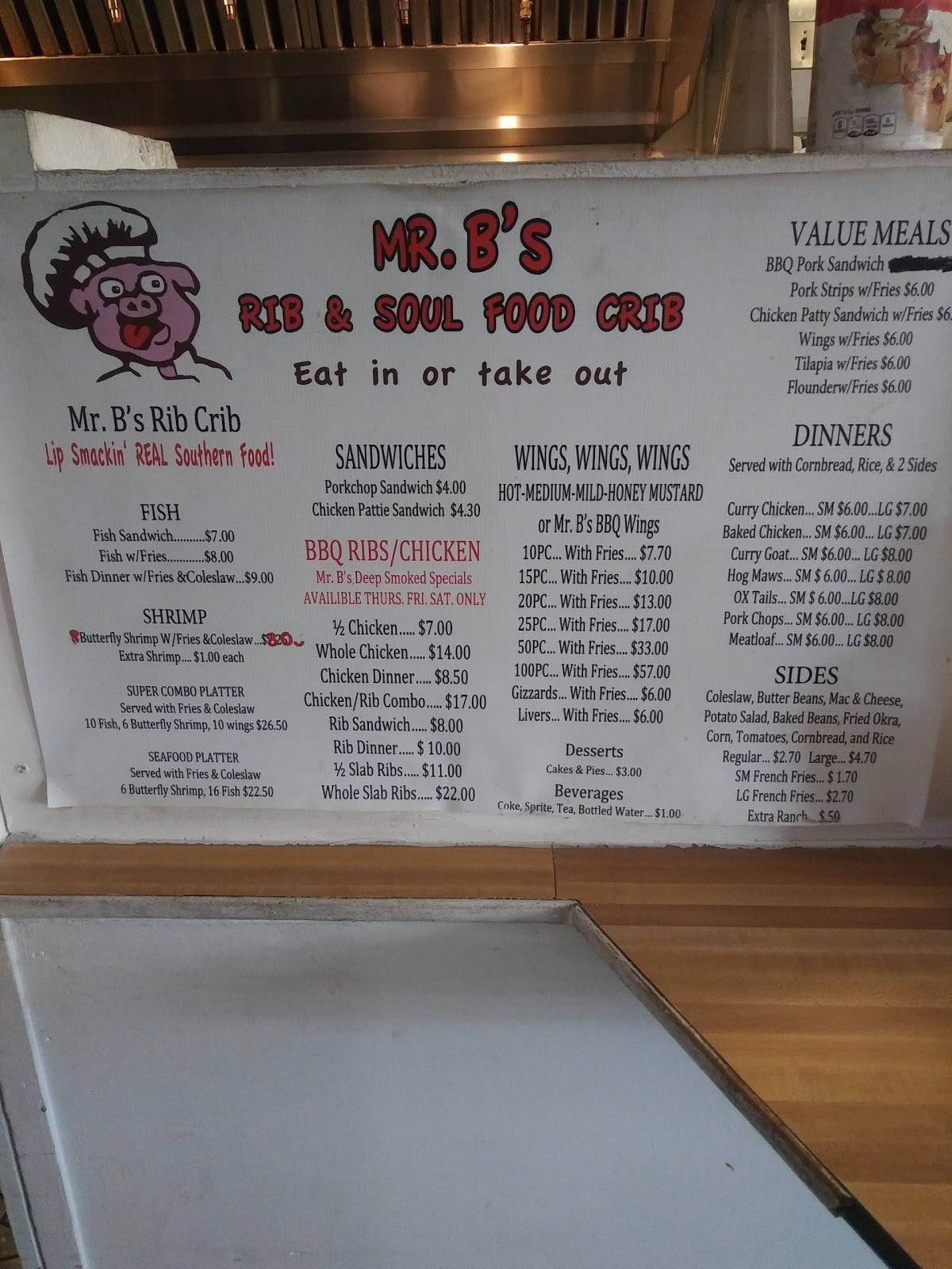 Carta de parrilla Mr B's Rib Crib, Apopka