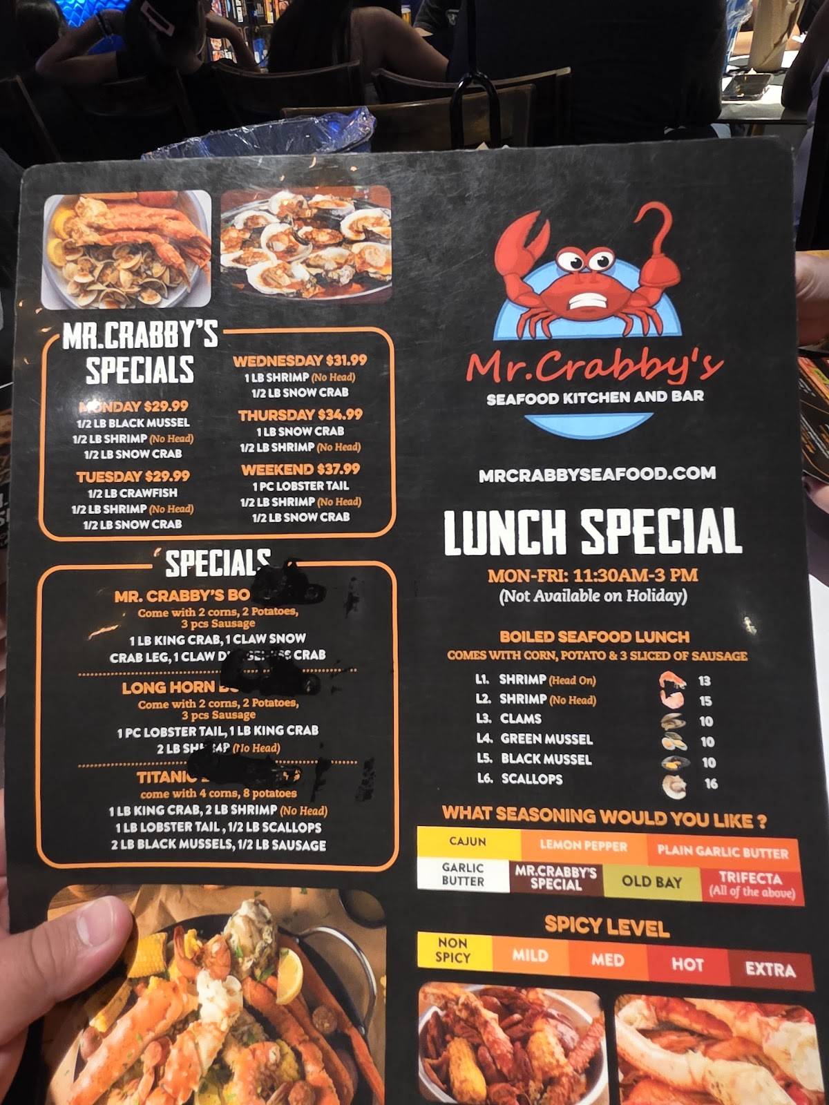 Menu at Mr.Crabby's Cajun Seafood & Bar, Live Oak