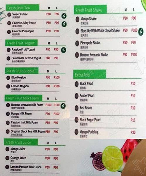 Menu at Mr. J, Cainta