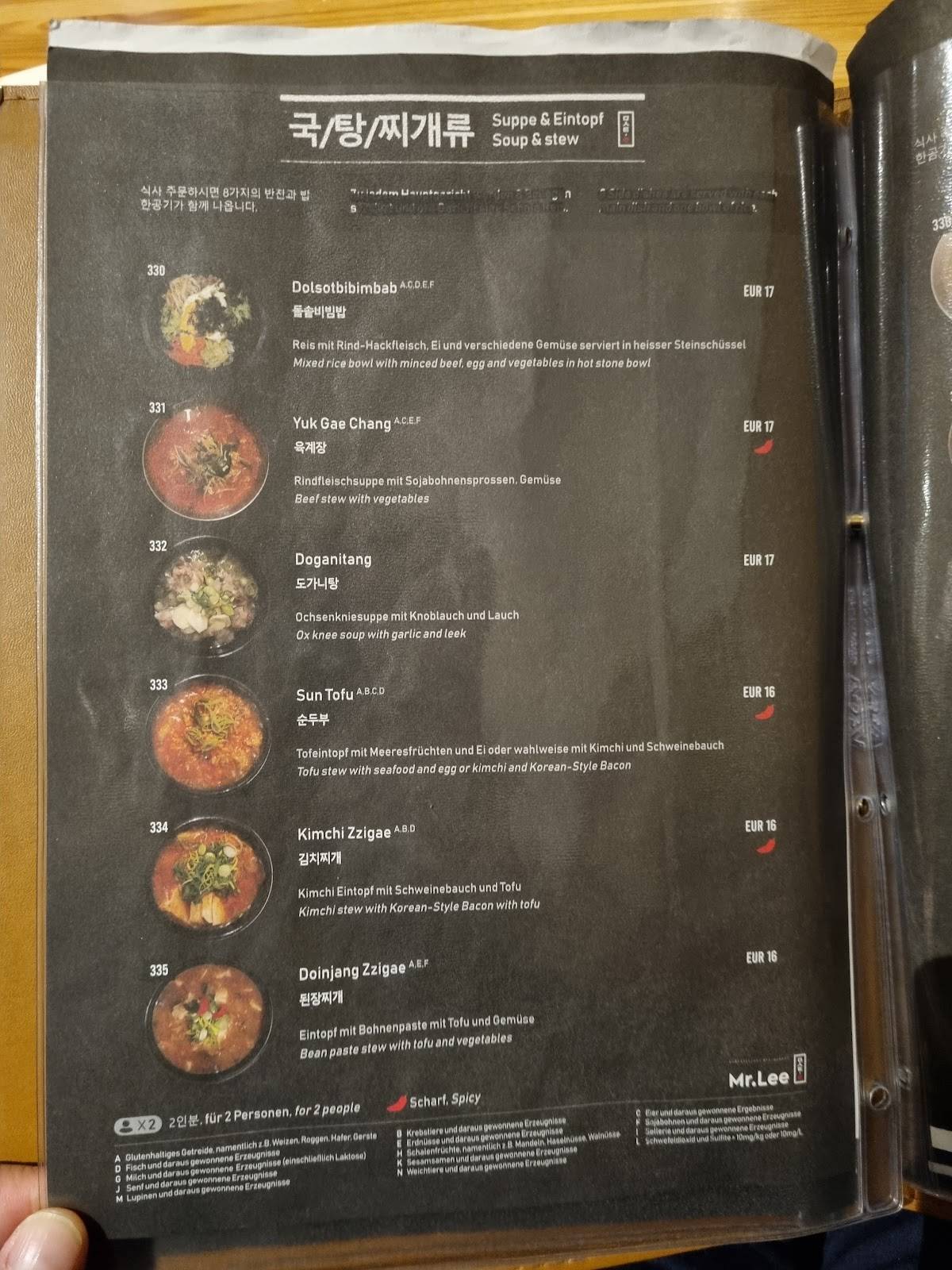 Speisekarte von Mr. Lee restaurant, Frankfurt am Main