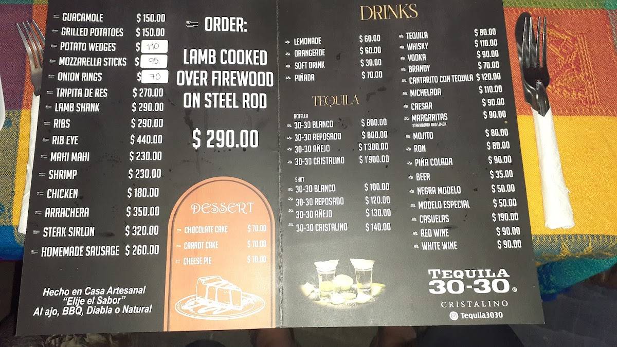 Menu at Mr. Ribs BBQ, Rincón de Guayabitos