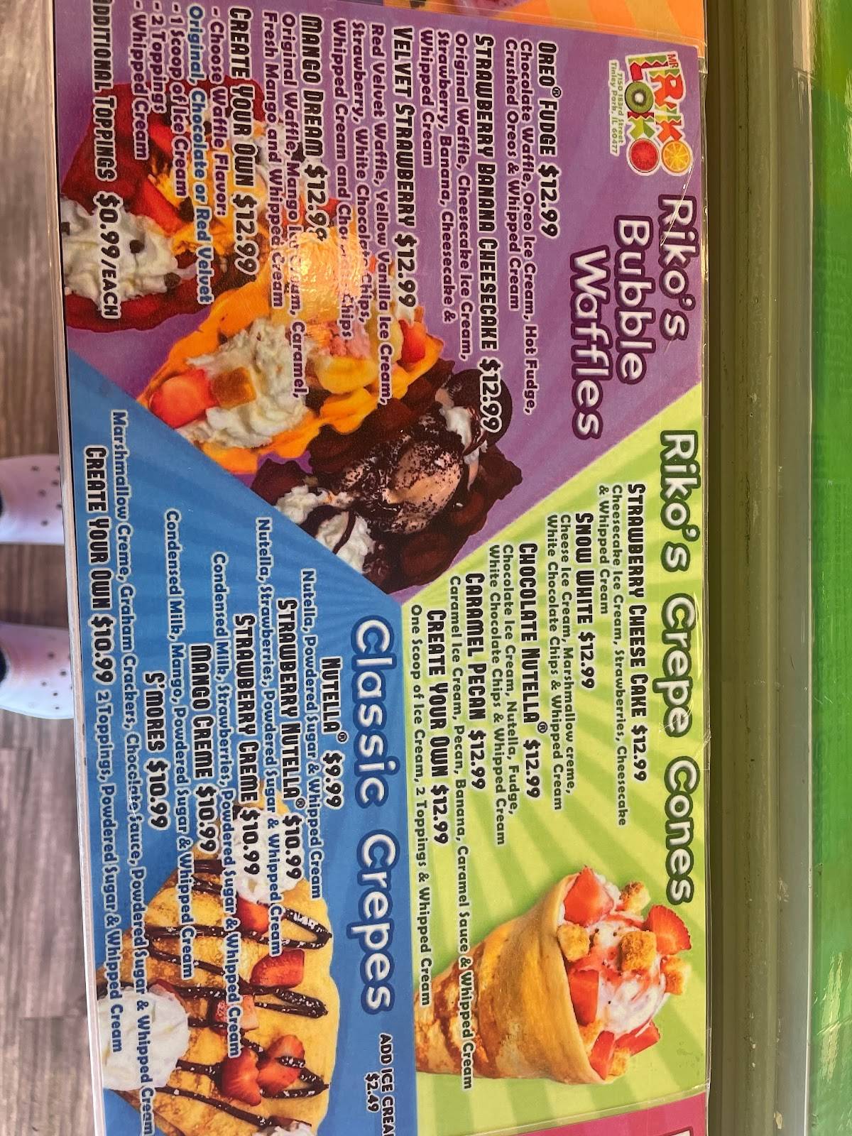 Menu at Mr. Riko Loko restaurant, Tinley Park