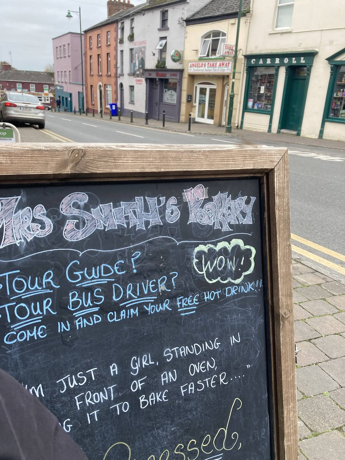 Menu at Mrs Smith's Bakery, Kells