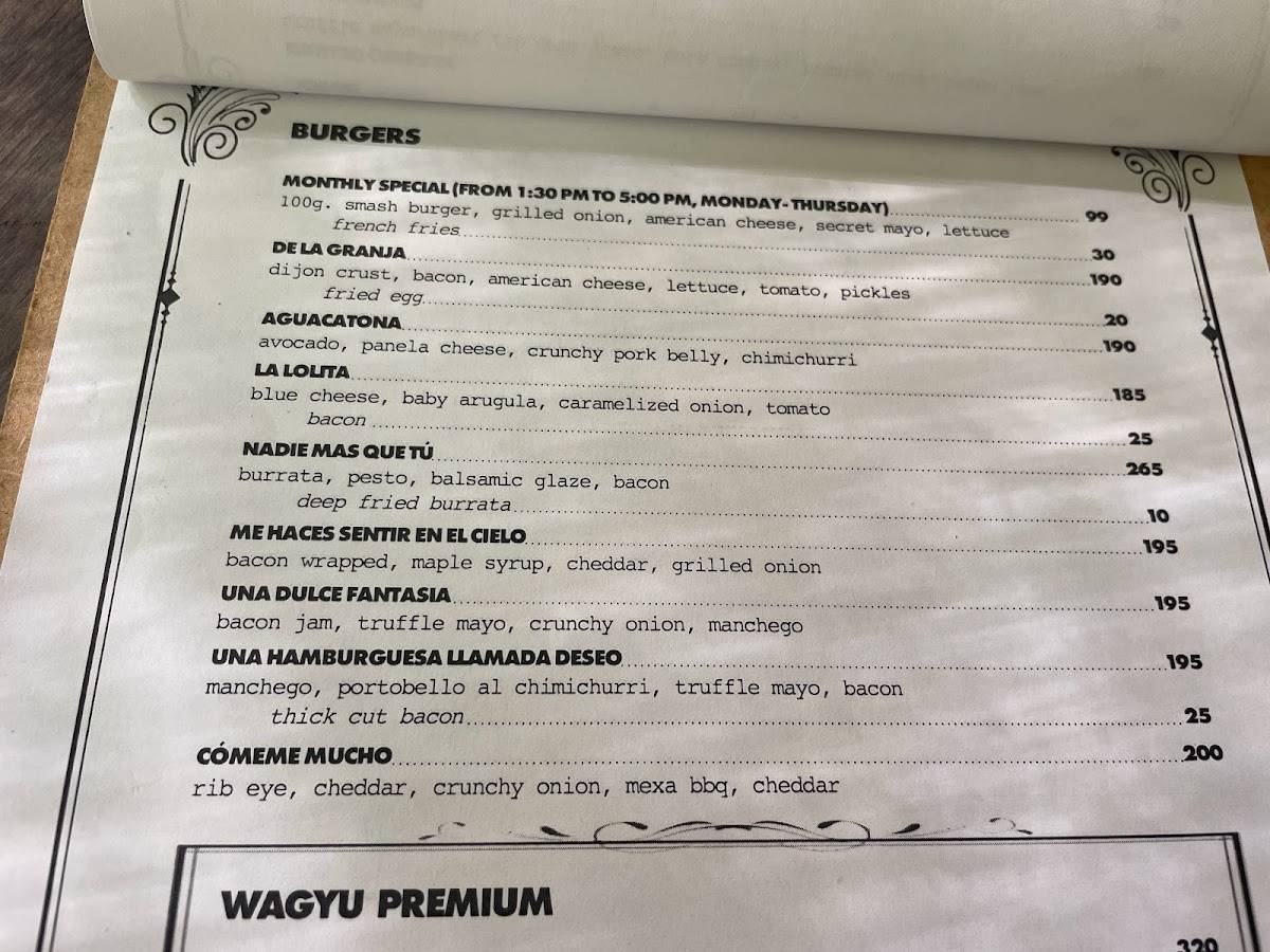 Carta del restaurante Mu. Burgerhouse, Playa del Carmen, Avenida 40 Nte ...