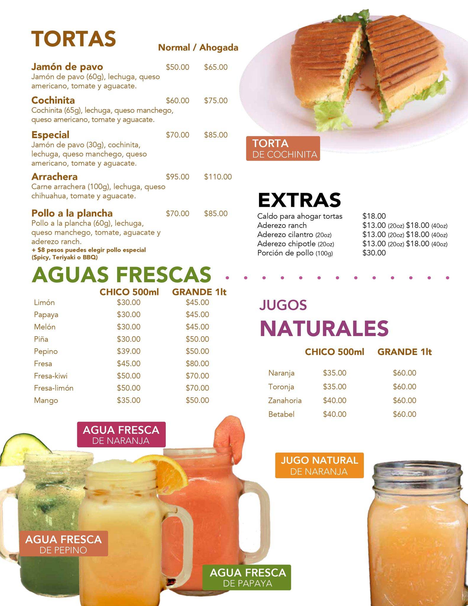 Carta del pub y bar Mucha Vida jugos naturales, Culiacán Rosales ...