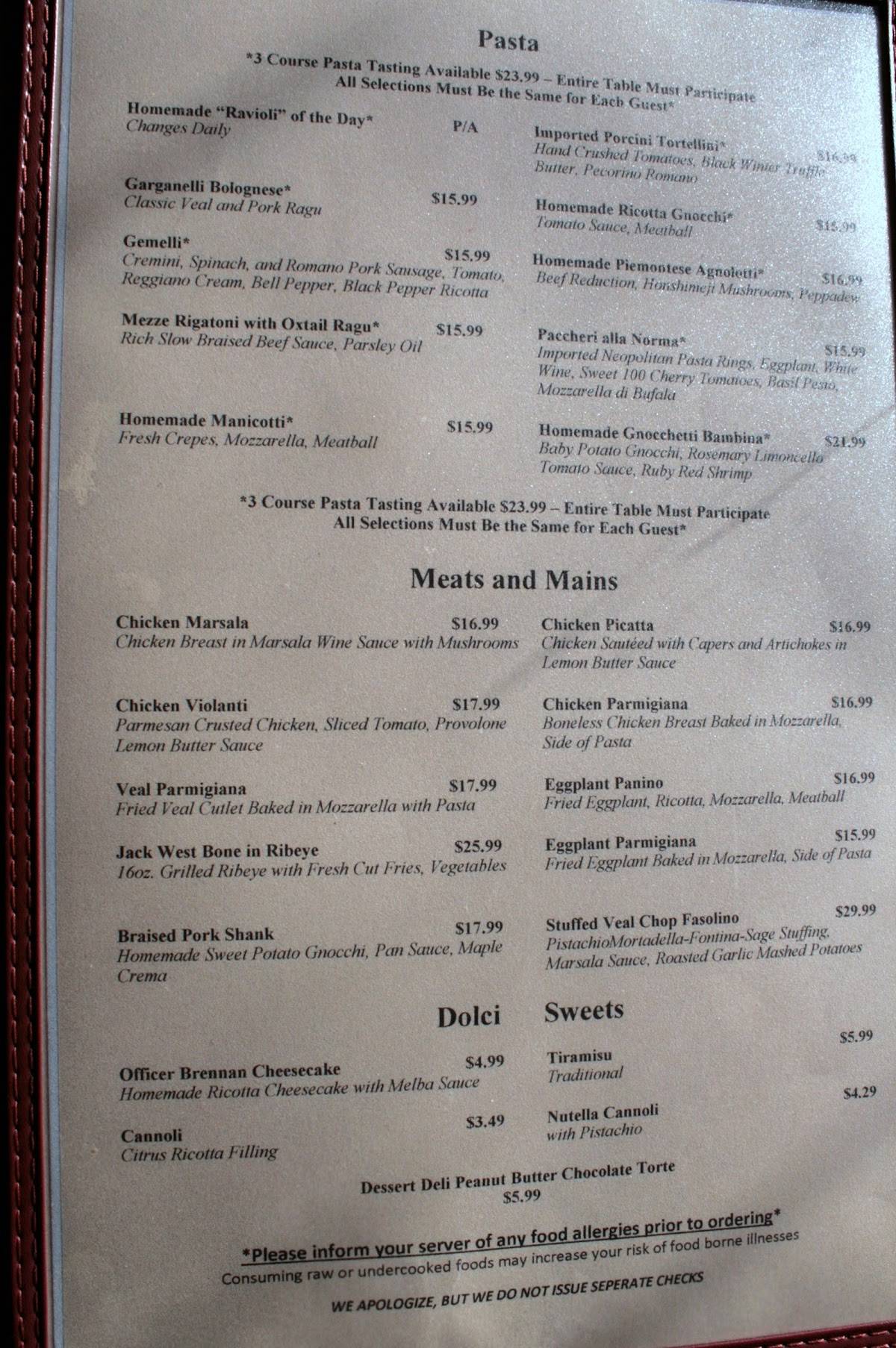 Menu at Mulberry Italian Ristorante pub & bar, Lackawanna