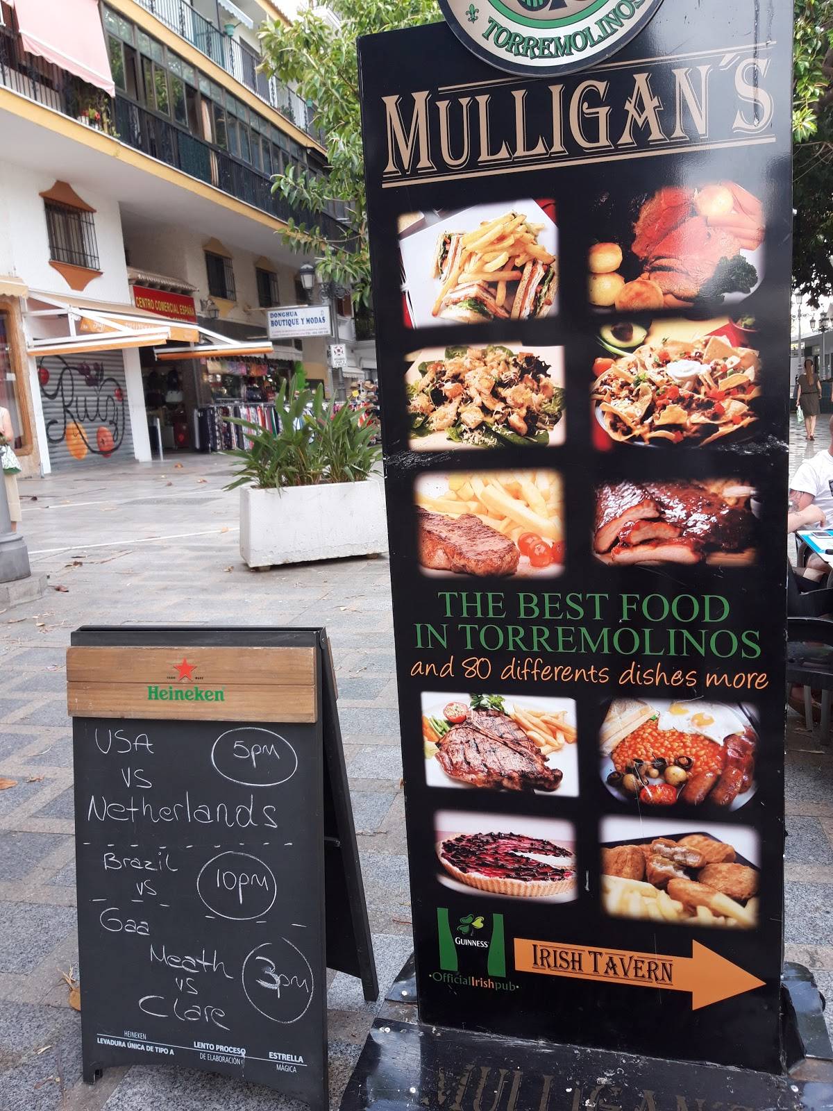 Menu at Mulligan's Irish Tavern pub & bar, Torremolinos