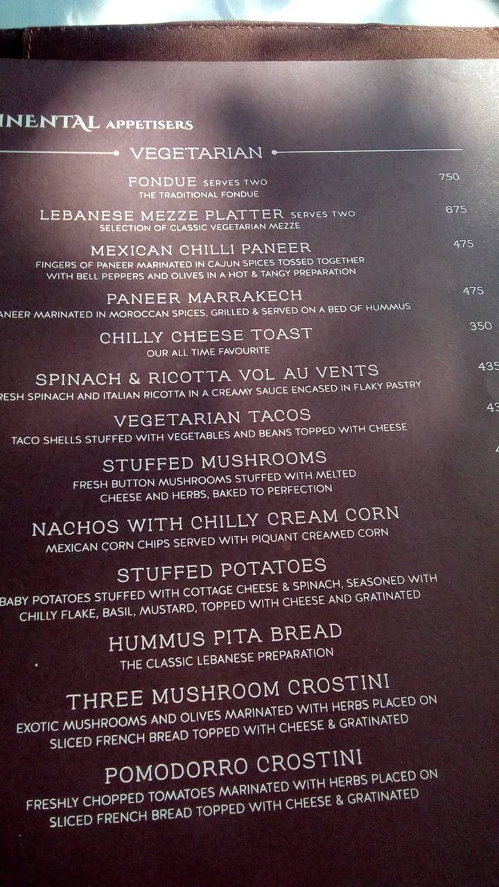Menu at Gallops Restaurant, Mumbai, Inside Mahalaxmi Racecourse
