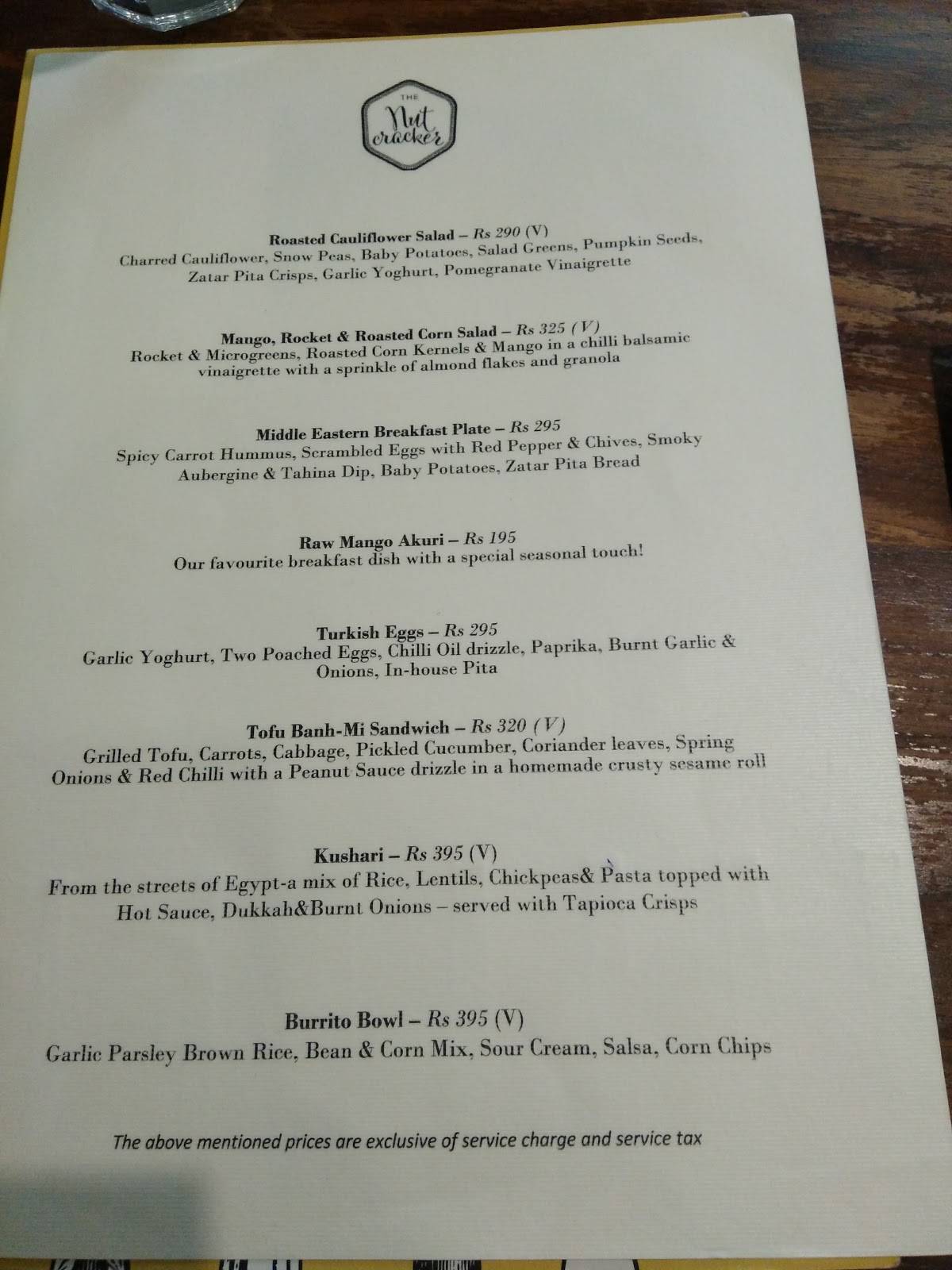 Menu at The Nutcracker, Mumbai, Dr