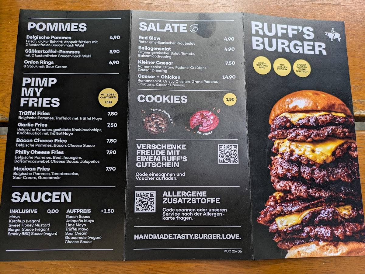 Carta de barbacoa Ruff's Burger, Munich, Occamstraße 4