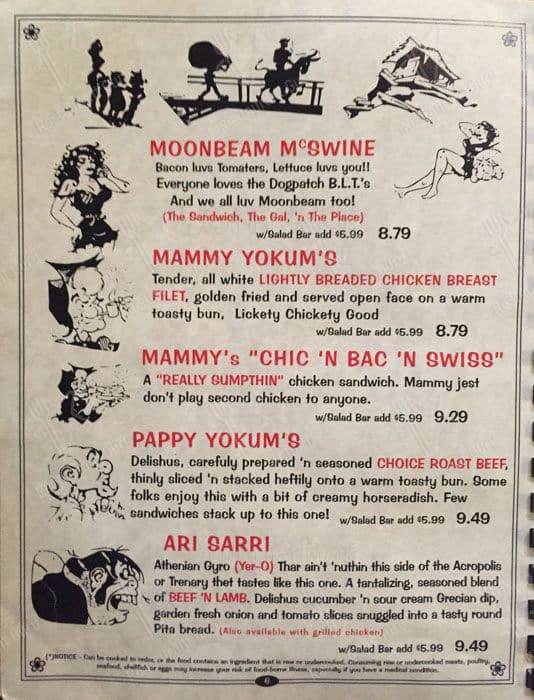 Menu at The Dogpatch Restaurant, Munising