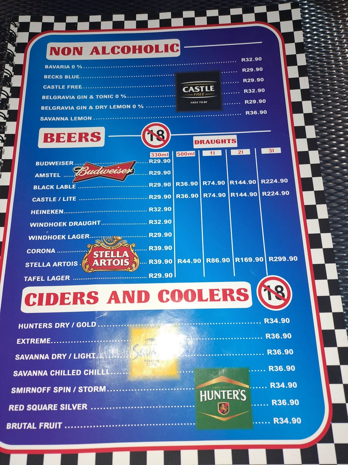 Menu at Mustang Sally's Pub & Diner, Pretoria, Pretorius St