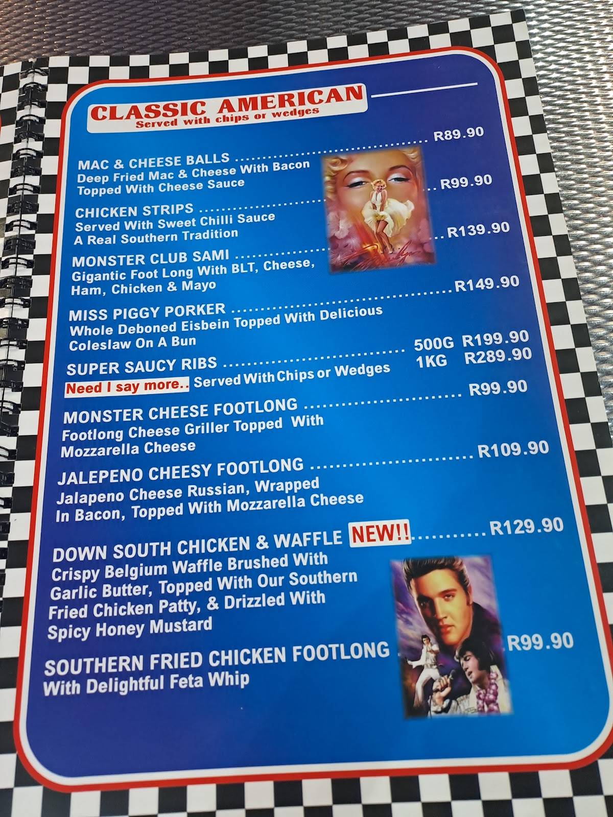 Menu at Mustang Sally's Pub & Diner, Pretoria, Pretorius St