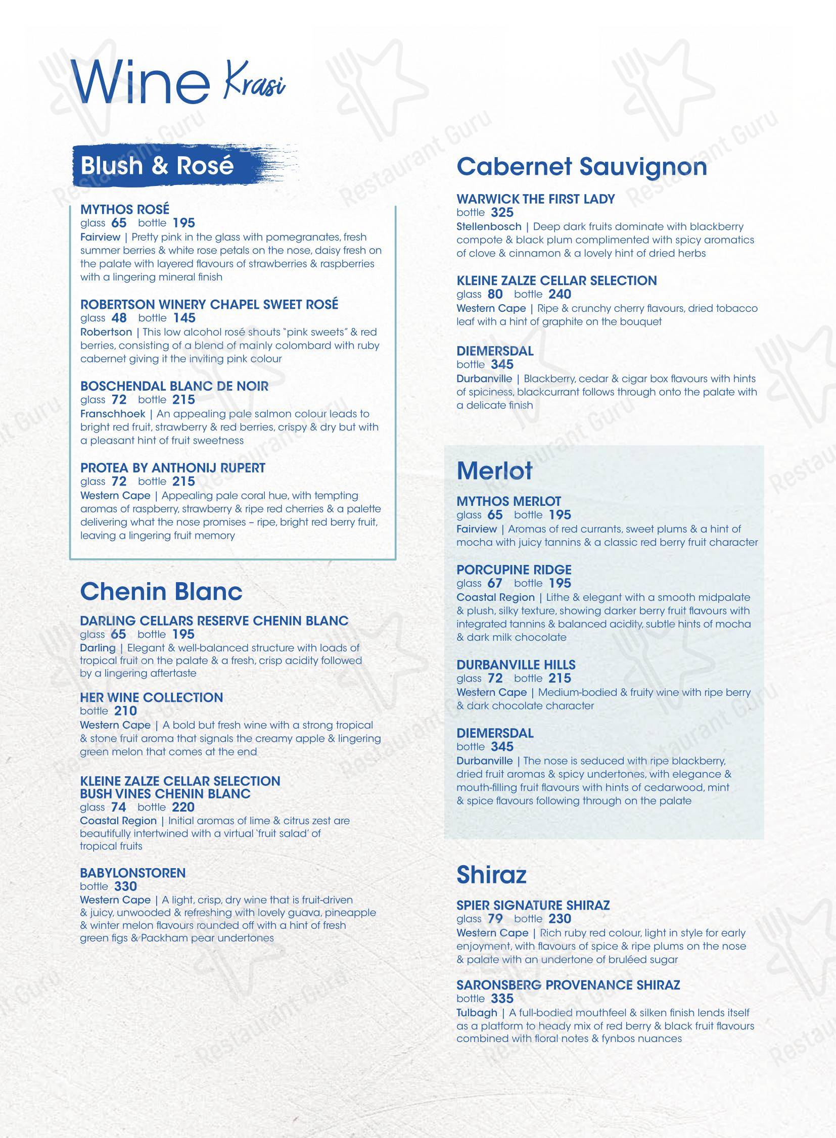 Speisekarte von Mythos Greek Restaurants Cradlestone, Roodepoort, U92