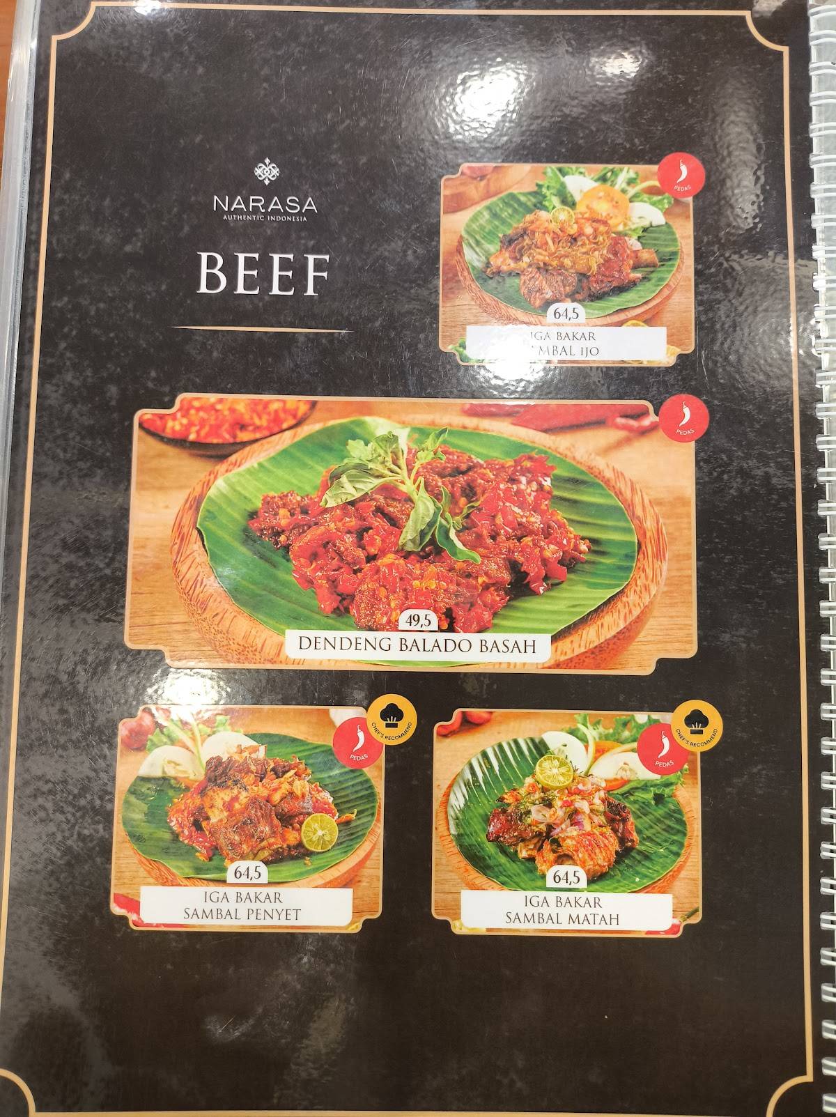 Menu at NARASA AUTHENTIC INDONESIA restaurant, Palu