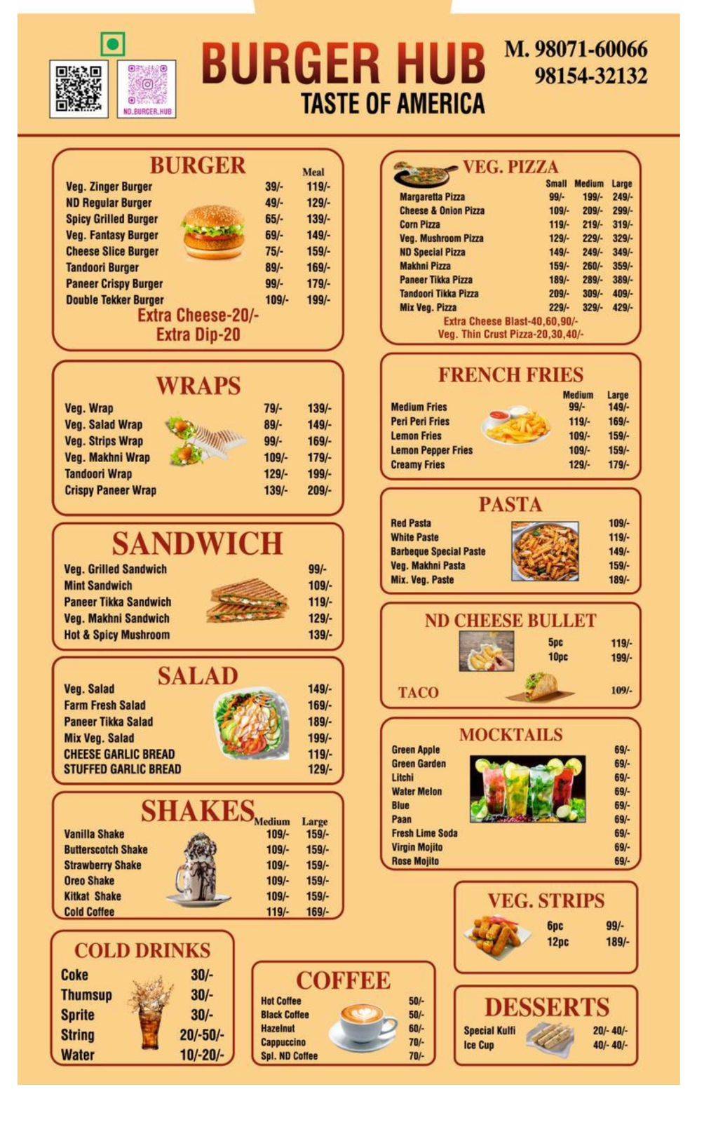 Menu at ND BURGER HUB, Malerkotla