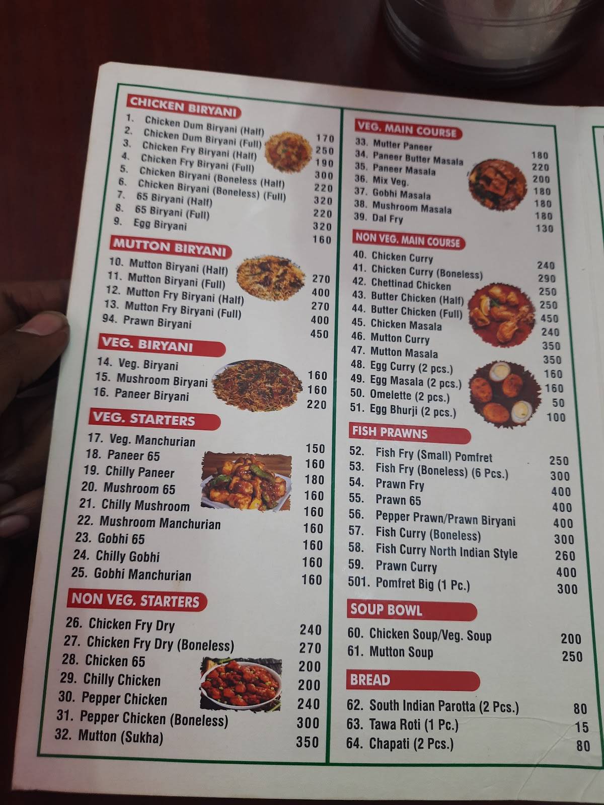 Menu at NEW ANDHRA BHAVAN, Delhi